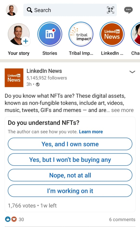 What is a story on Linkedin?